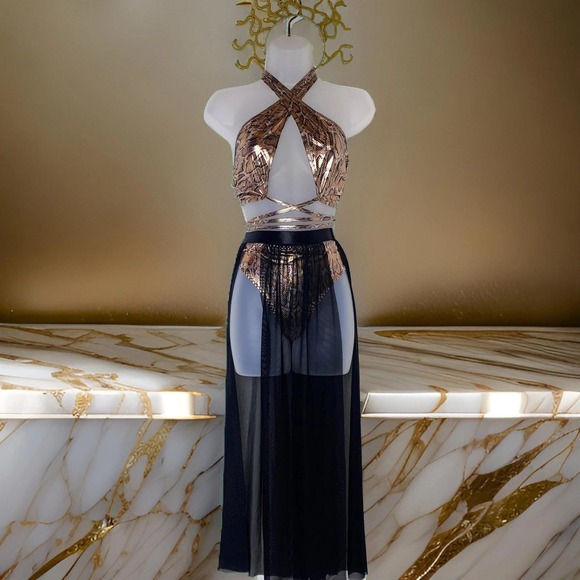Dresses | New Small 4 Pc Medusa Skirt Crown Metallic Halloween Costume ...